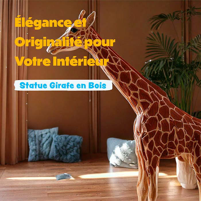 Statue Girafe en Bois - Décoration Africaine Artisanale Unique